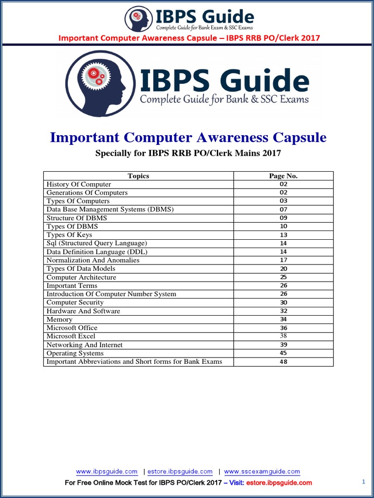 Important Computer Awareness Capsule For IBPS RRB PO-Clerk Mains 2017-www - Ibpsguide.com PDF ...