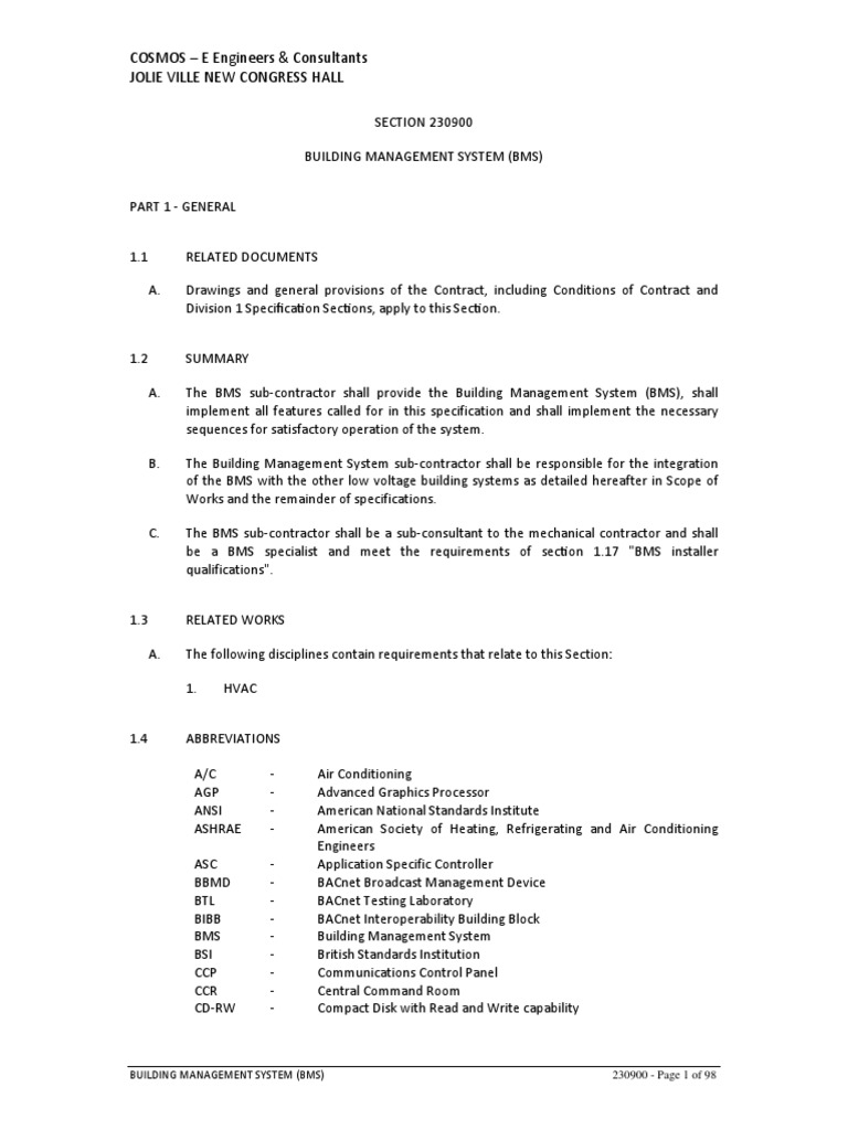 30-04-2018 JV BMS Specs PDF | PDF | Computer Network | Gateway (Telecommunications)