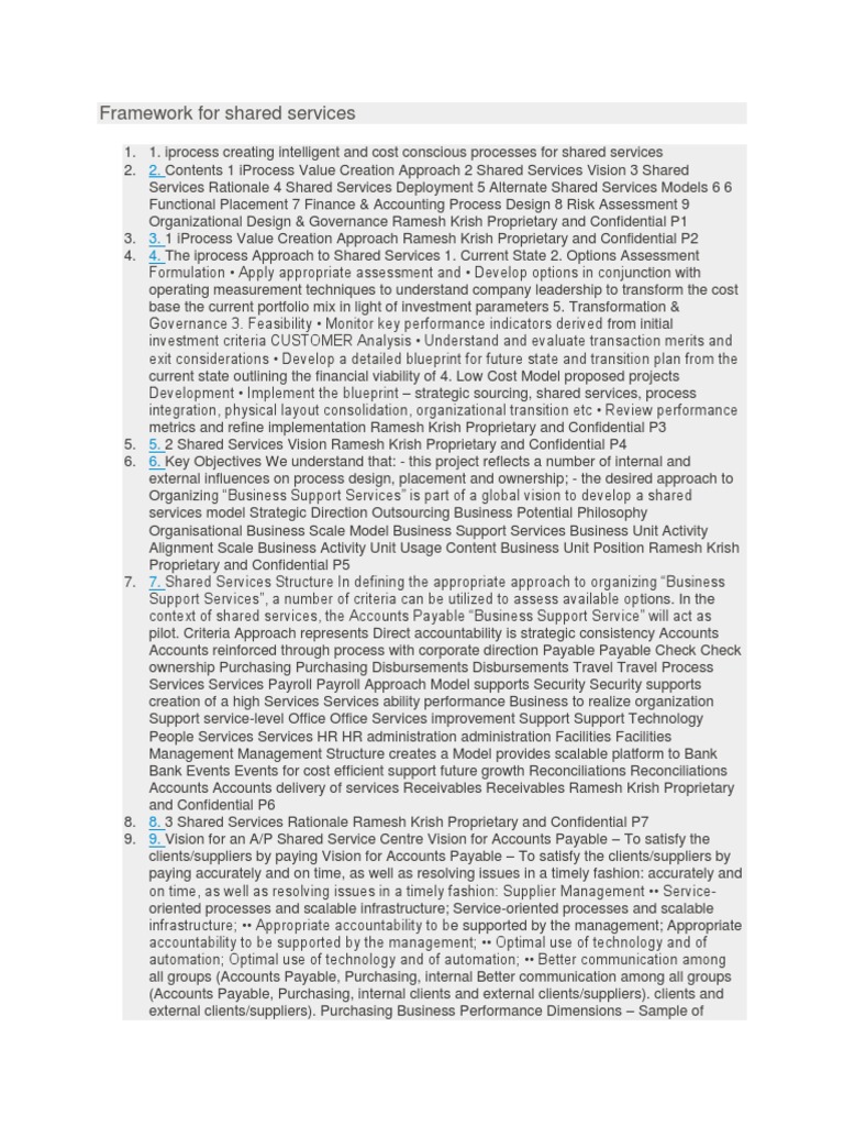 Framework For Shared Services | Download Free PDF | Outsourcing | Business Process