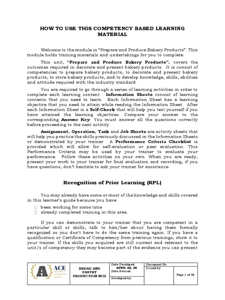 CBLM - Joanna | PDF | Bakery | Baking