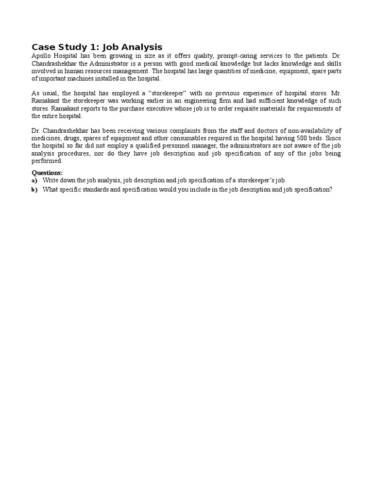 Job Analysis and Description for the Role of Storekeeper at Apollo ...