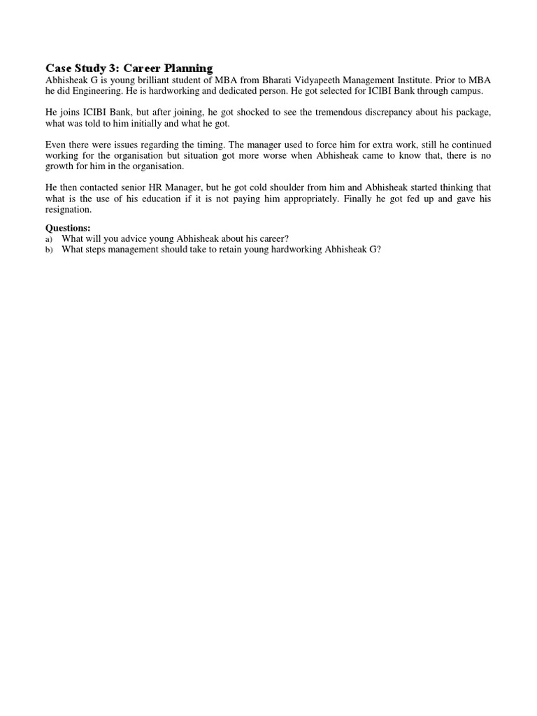 Case Study 3: Career Planning: Questions | PDF