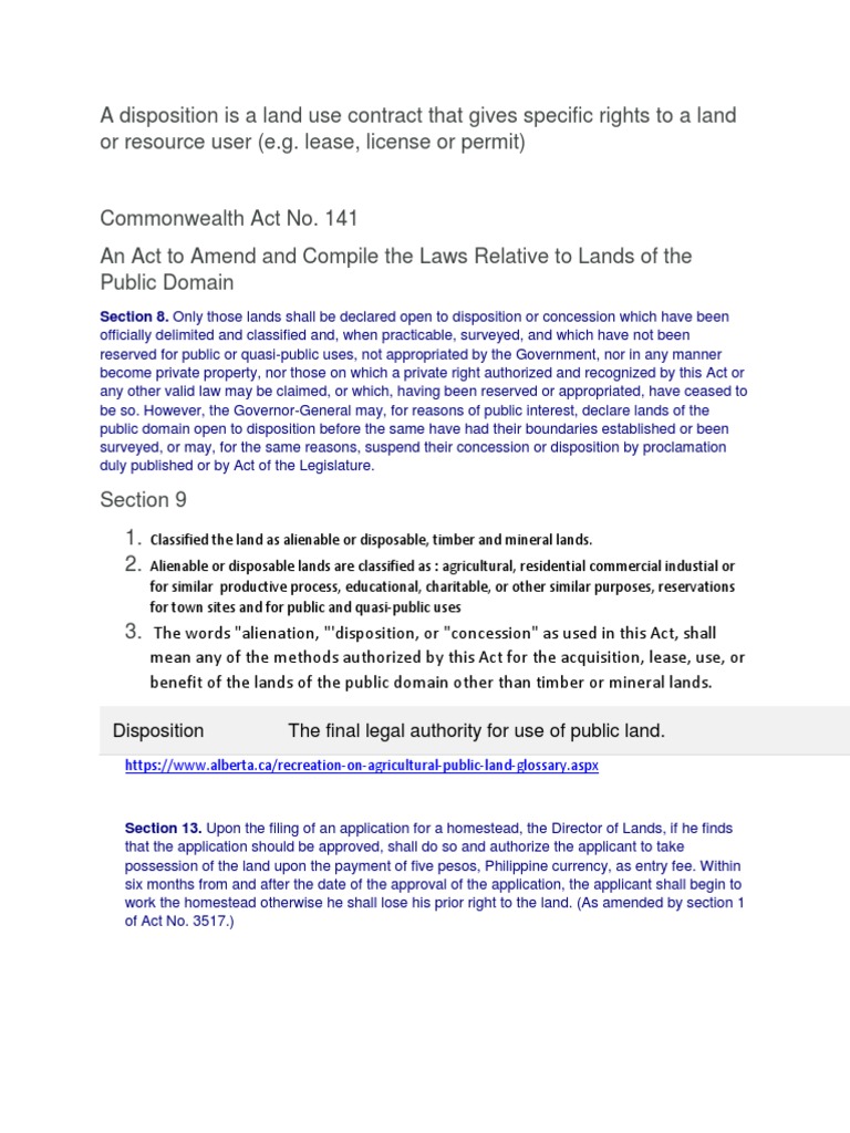Understanding Land Disposition Laws | PDF