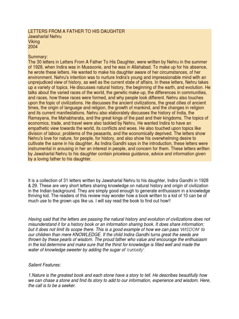 Letters From A Father To His Daughter | PDF | Jawaharlal Nehru