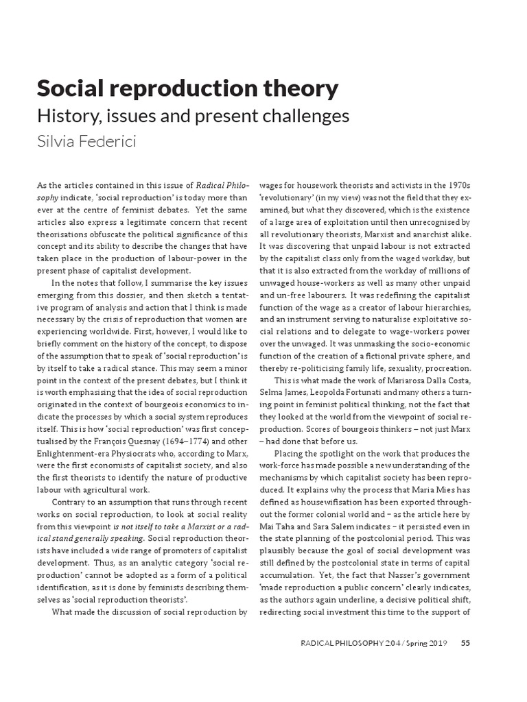 Radical Philosophy 2 04 Federici-social-reproduction-Theory | PDF ...