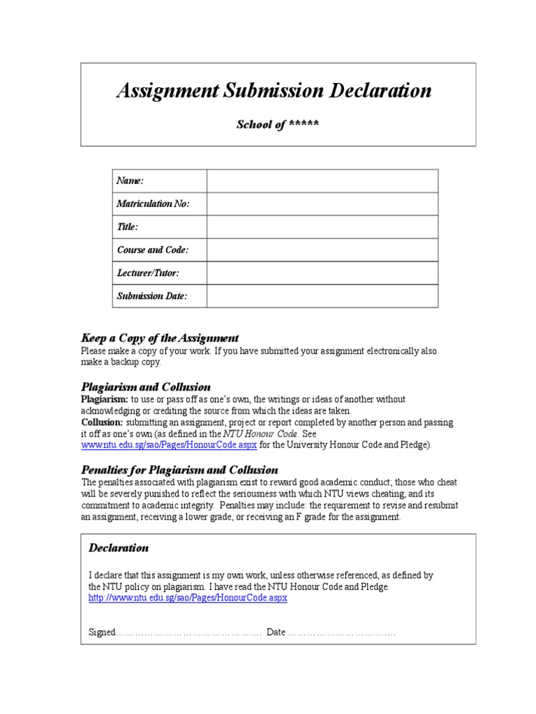 NTU Assignment Submission Guide | PDF | Career & Growth