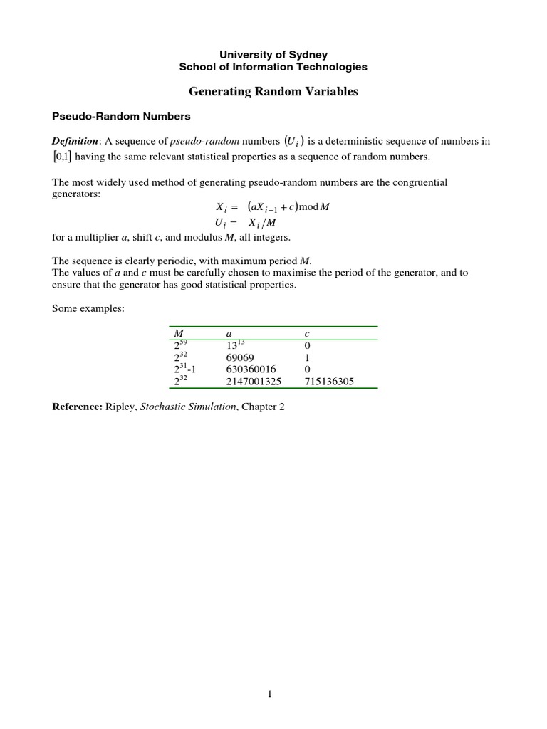 Generating Random Variables | PDF | Probability Distribution | Normal Distribution