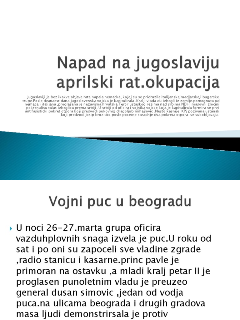 Napad Na Jugoslaviju Aprilski Rat | PDF