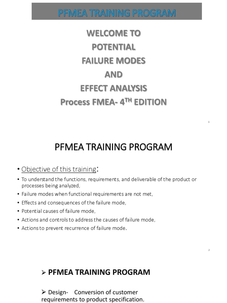 Pfmea Training Program - New | PDF | Reliability Engineering | Engineering
