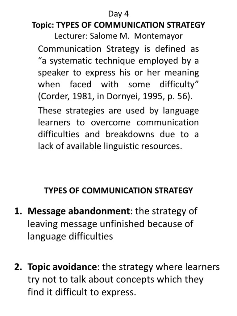 Day 4 - Types of Communicative Strategy | Download Free PDF | Idiom ...