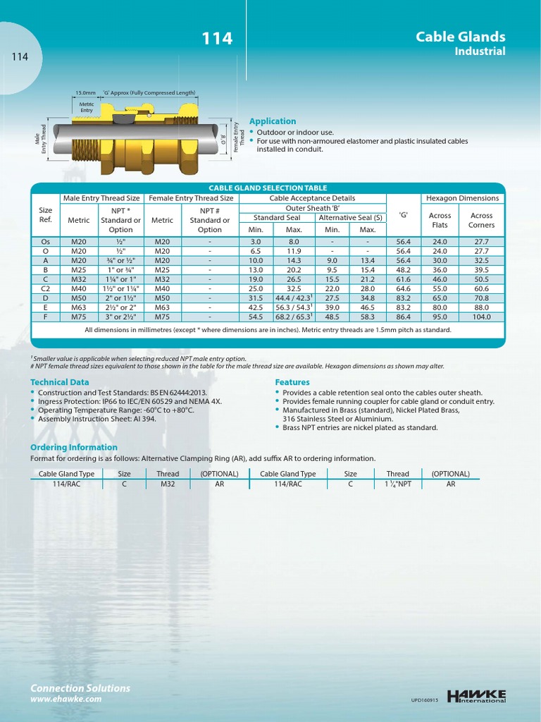 HKE 114 Industrial Cable-Gland Datasheet | Mechanical Engineering ...