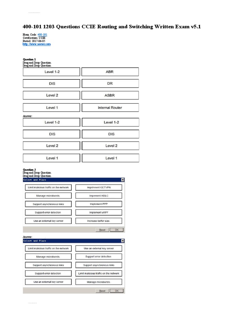 400 101 1203 Questions CCIE Routing and Switching Written Exam v5.1 PDF | PDF | Multiprotocol ...