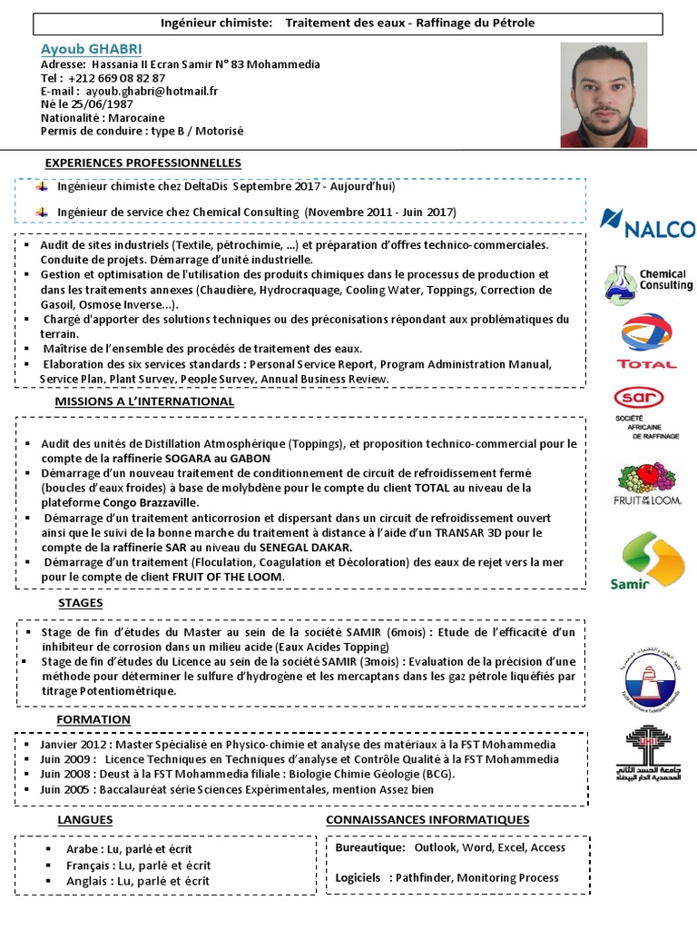 CV Chimiste | PDF | Chimie | Sciences physiques