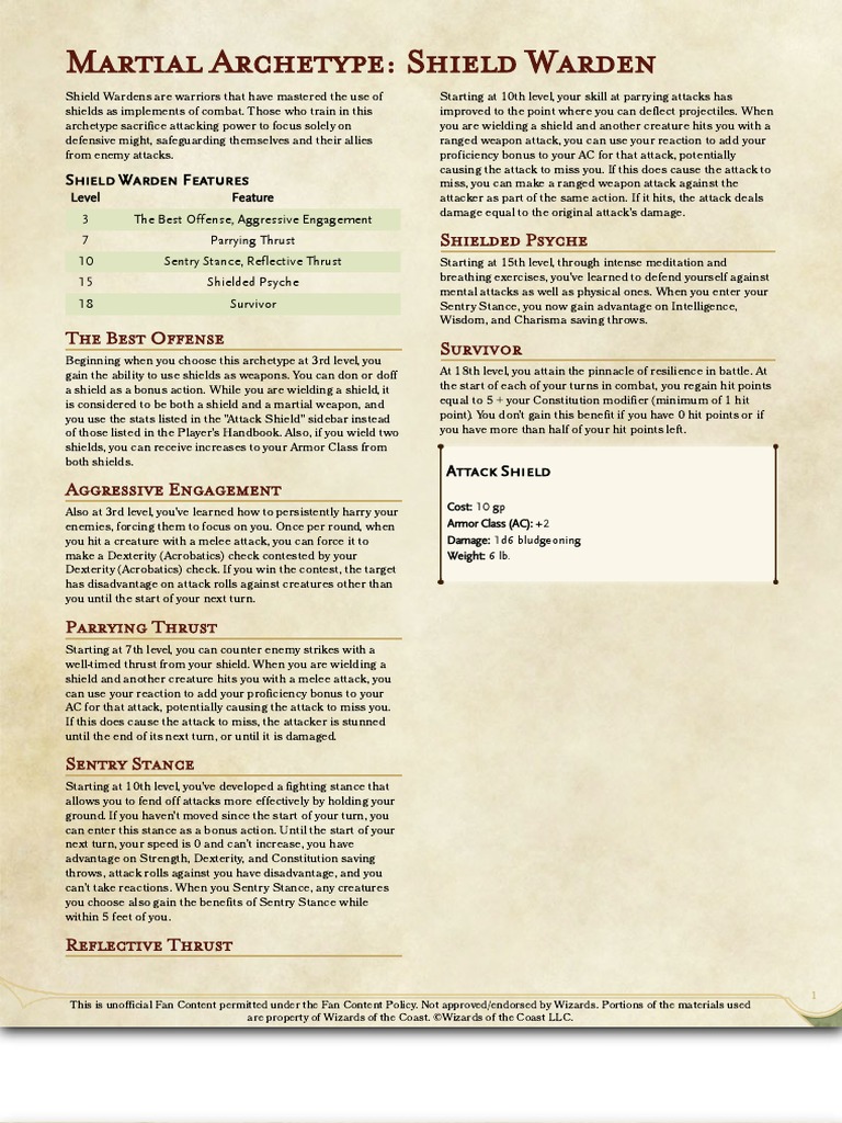 Shield Warden - GM Binder | PDF | Shield | Leisure