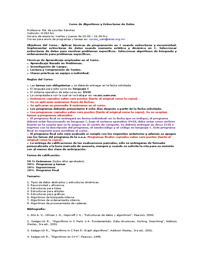 Notas de Estructura de Datos | PDF | Lenguaje de programación | C (lenguaje de programación)