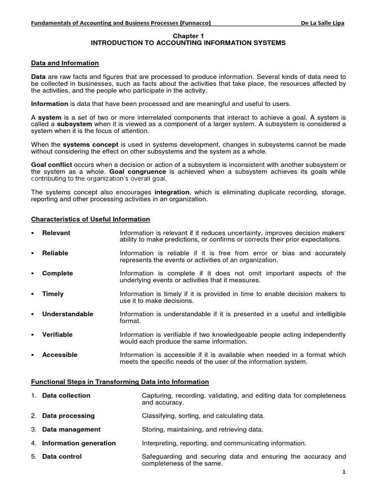 01 - Introduction To Accounting Information Systems (Notes) | PDF ...