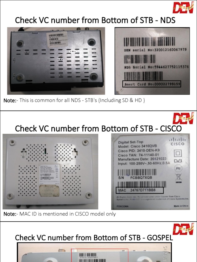 Check VC Number on STB Models | PDF