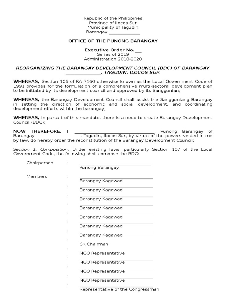 Eo BDC 1 | PDF | Public Law | Virtue