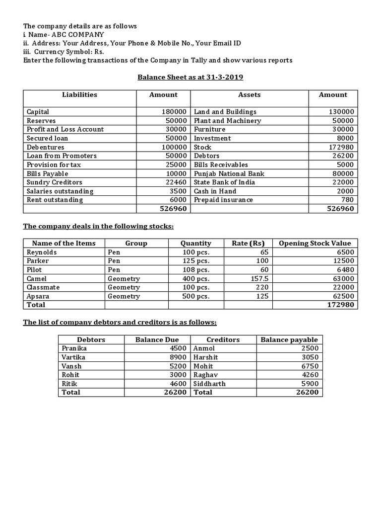 Tally Test | PDF | Financial Transaction | Financial Services