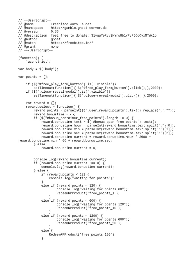 Freebitco - in Aut Roll Script | PDF