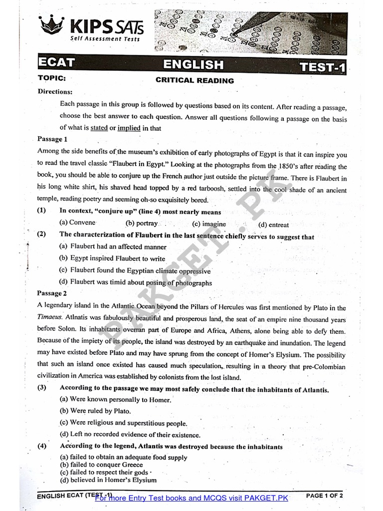 KIPS English SAT (Pakget - PK) | PDF