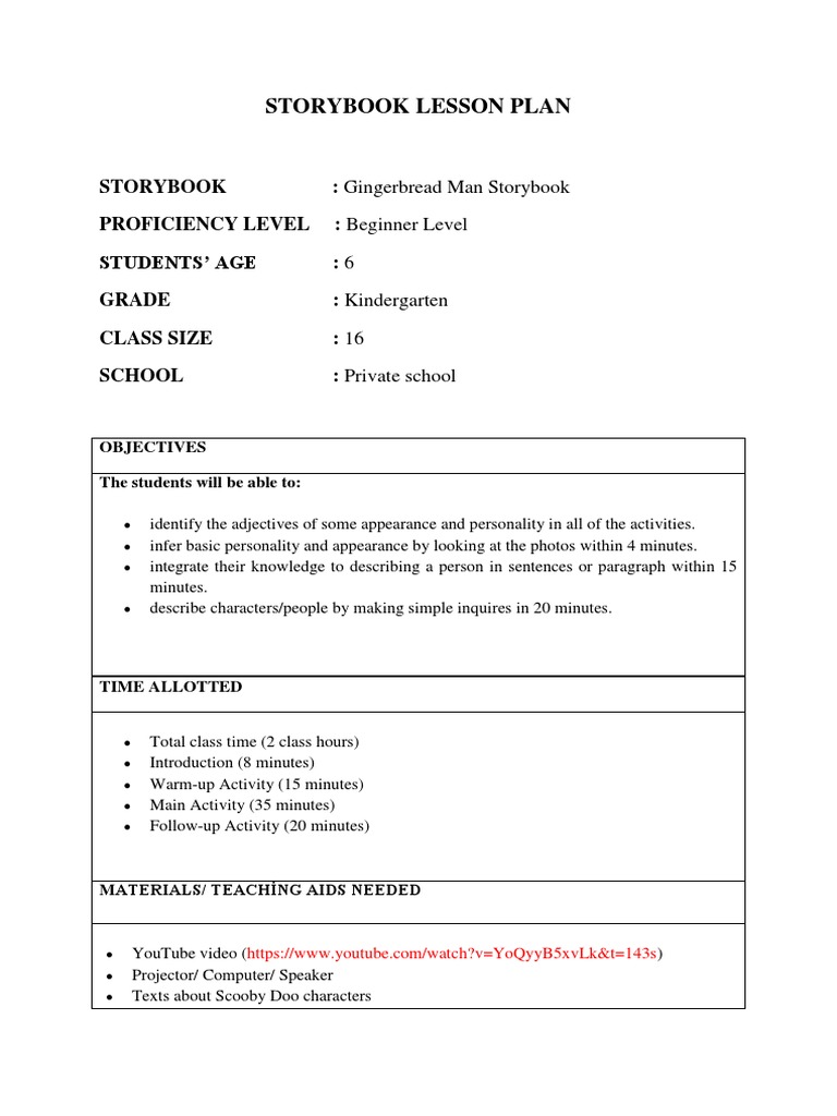 Storybook Lesson Plan | PDF | Teaching | Teachers