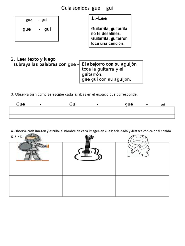 Guía Sonido Gue-Gui y Güe - Güi | PDF