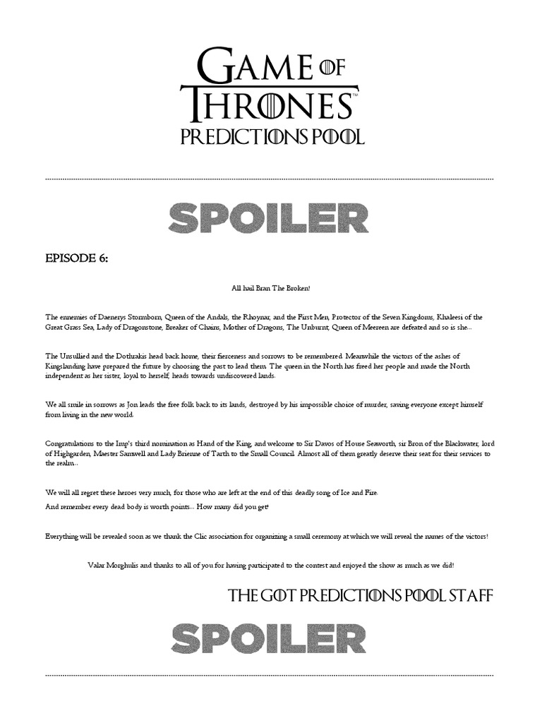 GoT Final Rankings | PDF