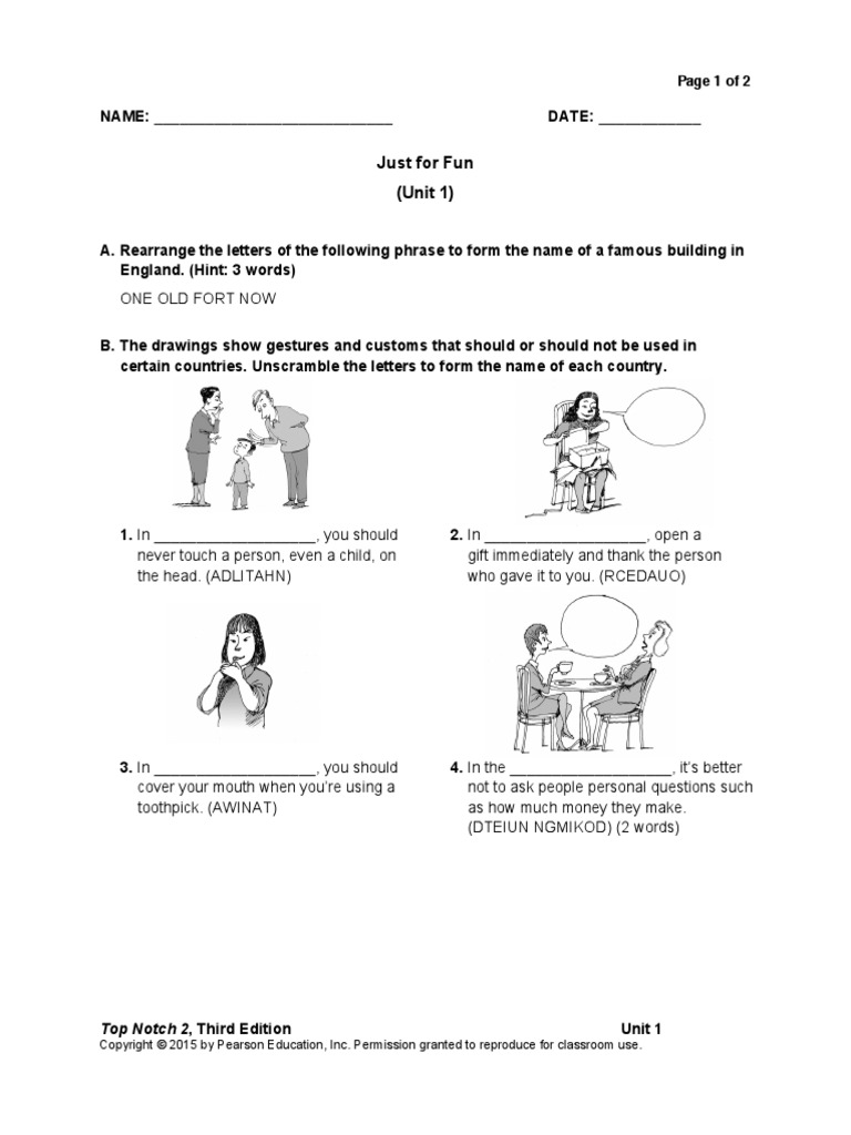 UNIT 01 Just For Fun | PDF | Home & Garden