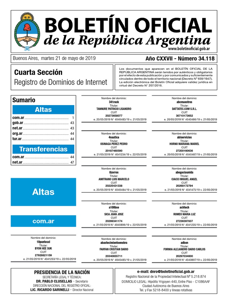 Boletin 21-05-2019 Seccion - Cuarta PDF | PDF | Argentina