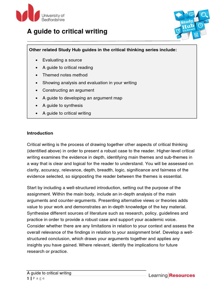 A Guide To Critical Writing 2018 | PDF | Critical Thinking | Evaluation