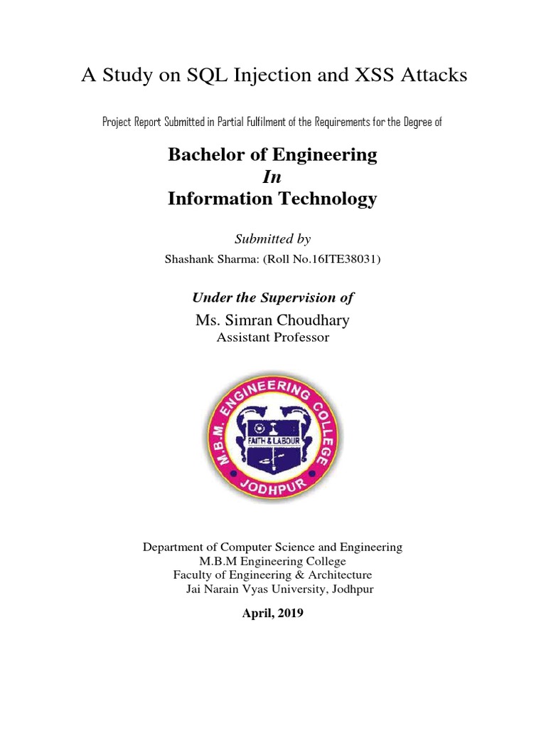 Seminar Report On SQL Injection and XSS Attacks | PDF | Data Management ...