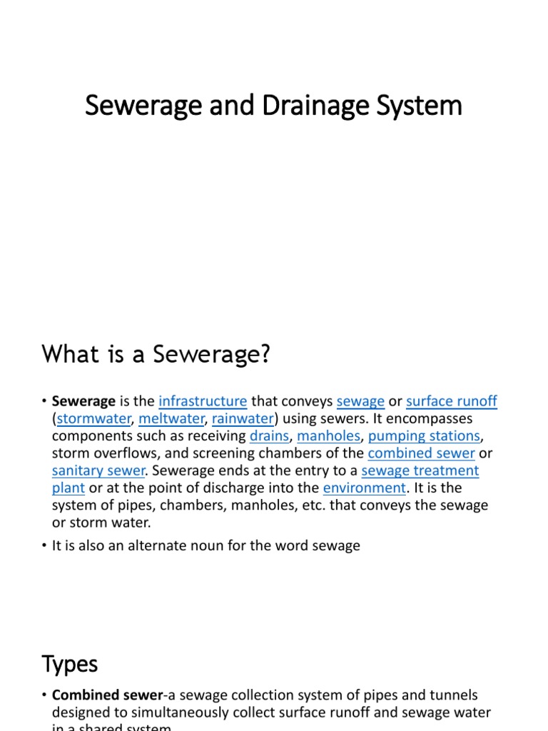 Sewerage and Drainage System | PDF | Sanitary Sewer | Combined Sewer