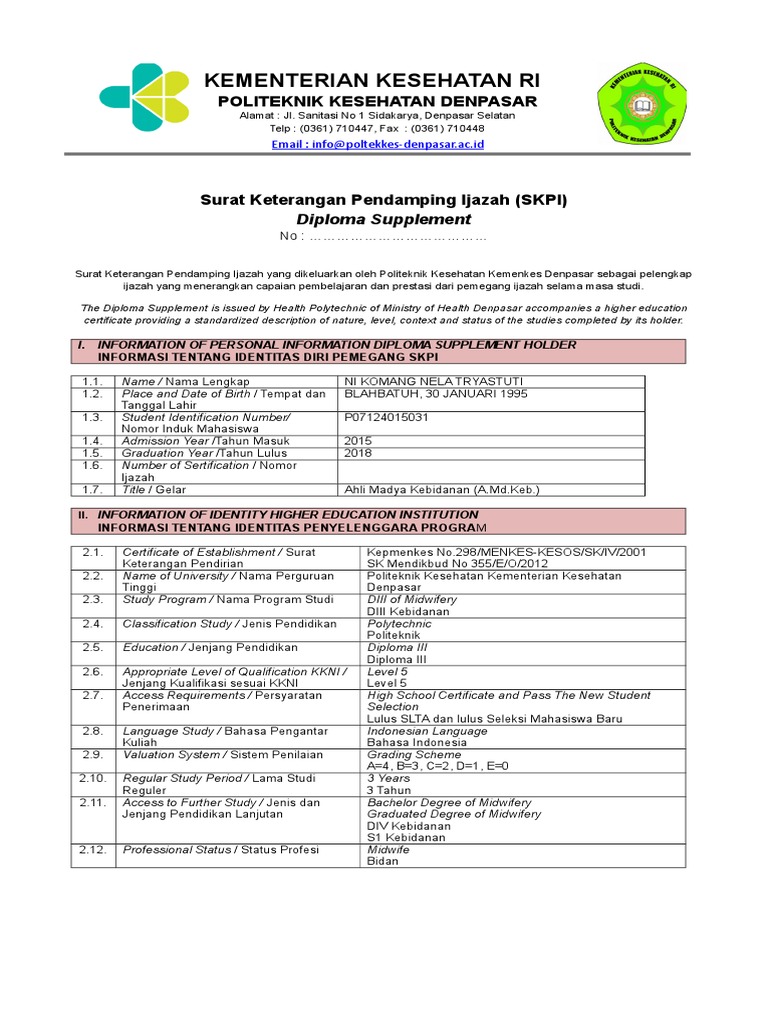 Skpi D III Kebidanan | PDF