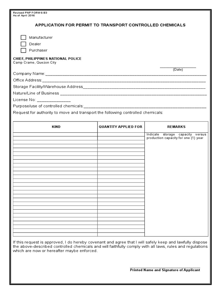 PNP Form 6 - B3 - Permit To Transport Provincial | PDF | Virtue ...