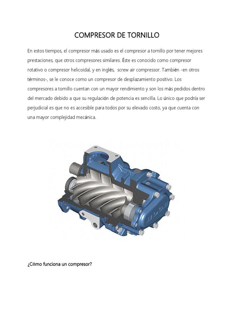 Funcionamiento del Compresor de Tornillo | PDF | Engranaje | Tornillo