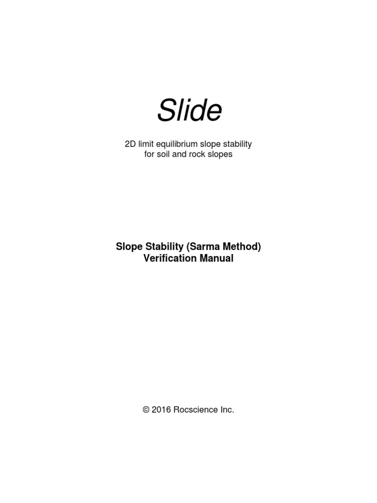 Slope Stability (Sarma Method) Verification Manual - 2D Limit ...