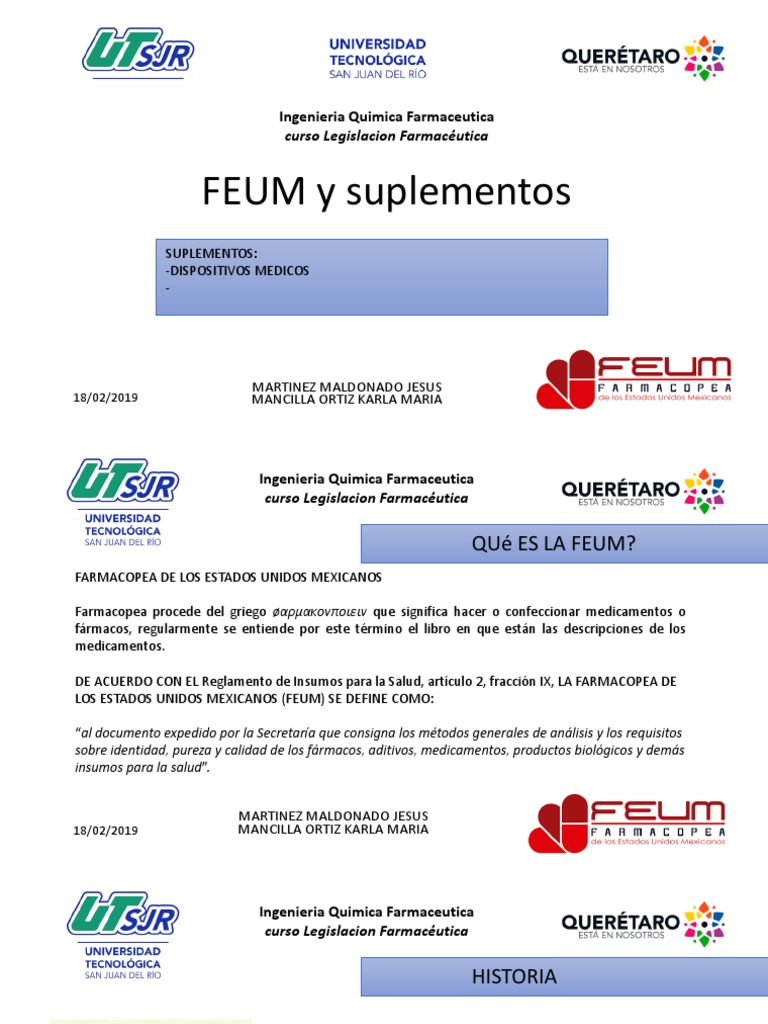 Introducción a la FEUM y Suplementos | PDF | Farmacia | Farmacéutico