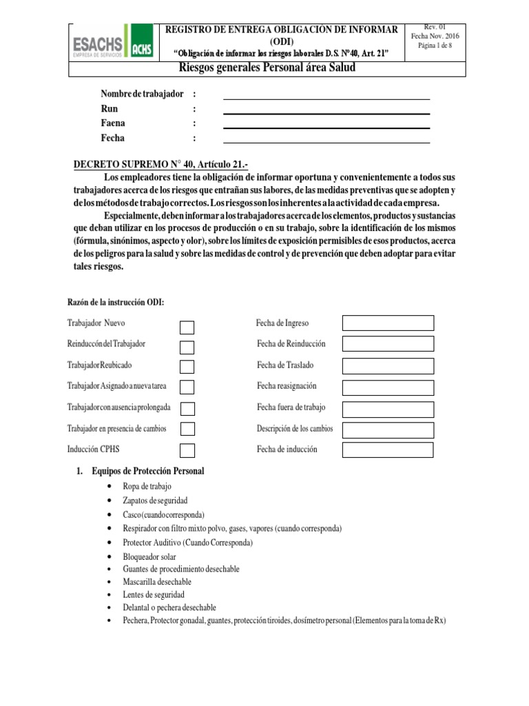 Registro de Riesgos Laborales y ODI | PDF | Guante | Protector solar