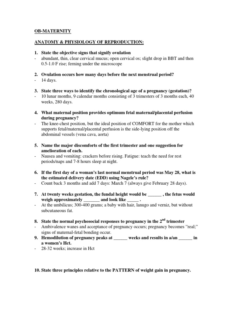 NCLEX Questions - OB MATERNITY QUESTIONS PDF | PDF | Childbirth ...
