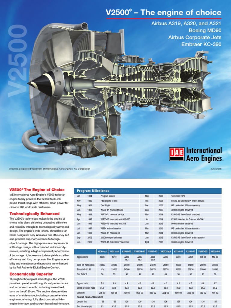V2500 Product Card 060716 | PDF | Aircraft | Aviation