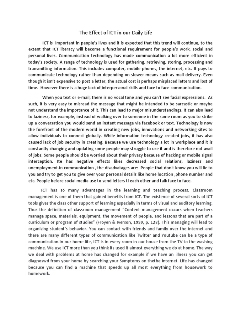 Advantages and Disadvantages of ICT | PDF | Educational Technology ...