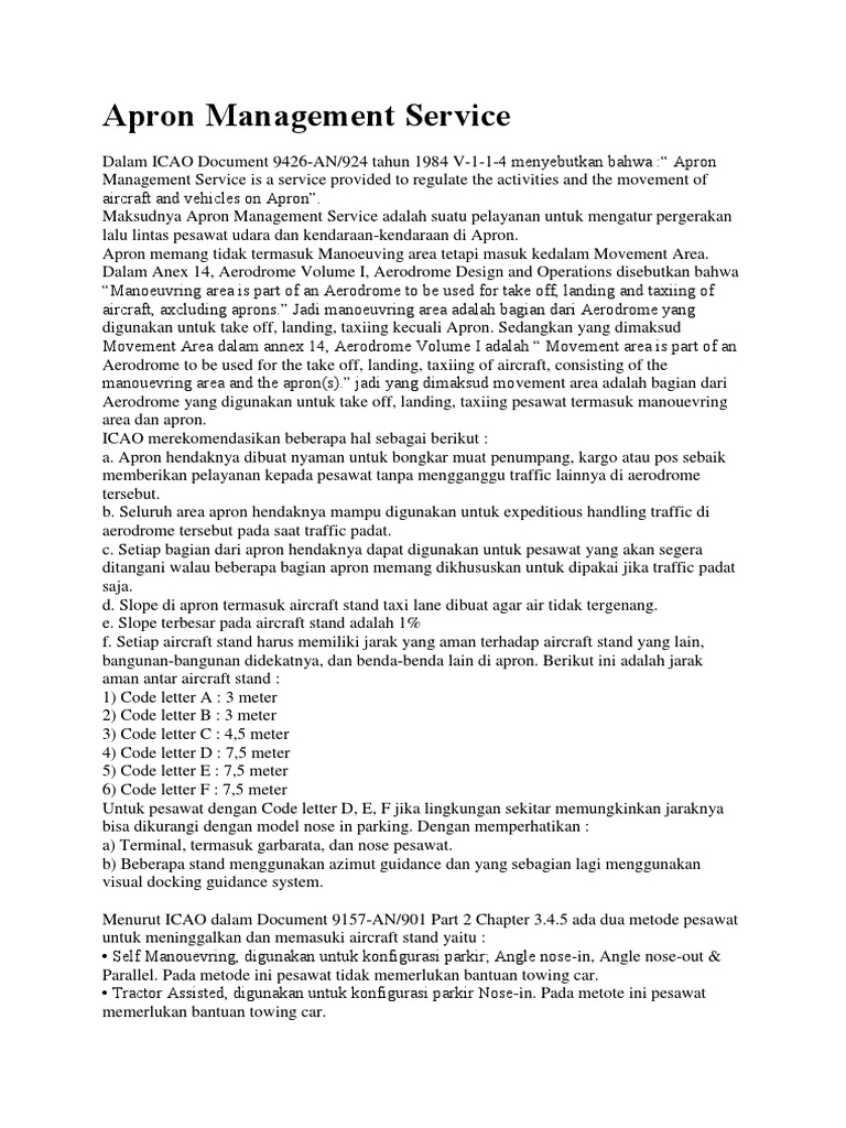 Layanan Manajemen Apron Pesawat | PDF