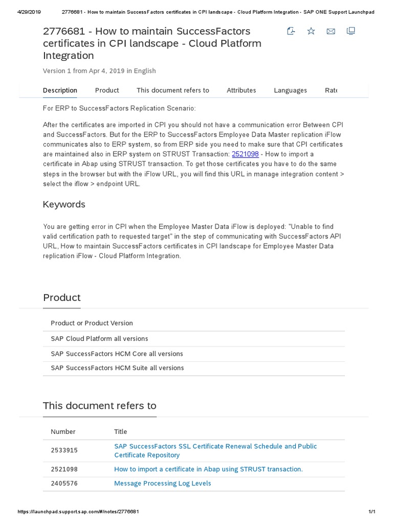 How To Maintain SuccessFactors Certificates in CPI Landscape - Cloud ...