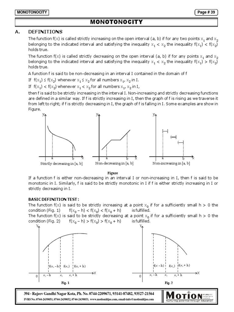 Monotonocity: A. Definitions | PDF | Monotonic Function | Mathematical Relations