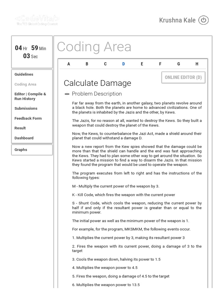 TCS - CodeVita - Coding Arena | PDF | Areas Of Computer Science | Computing