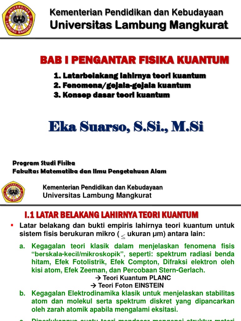 Bab I Pengantar Fisika Kuantum | PDF