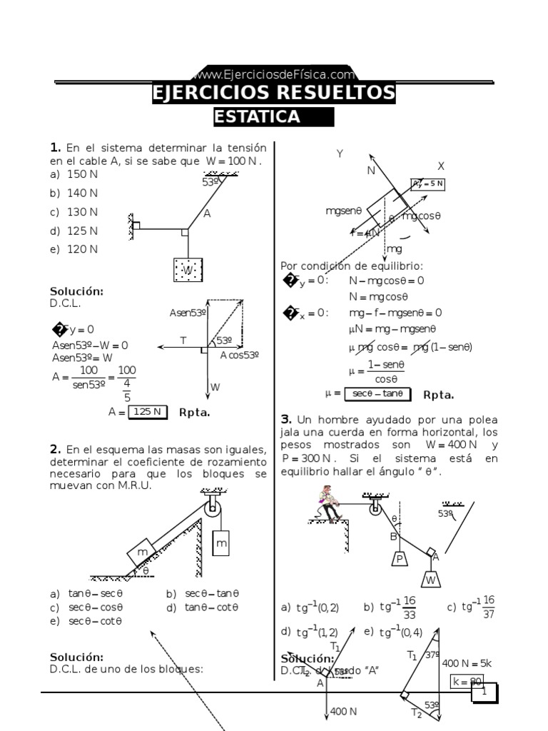 Estática-Ejercicios-Resueltos | Ingeniería mecánica | Mecánica
