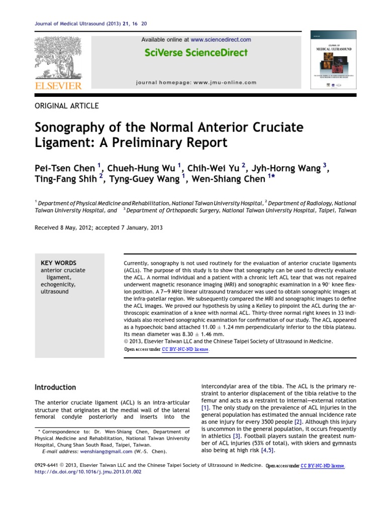 Ultrasound of ACL Knee | PDF | Knee | Medical Ultrasound