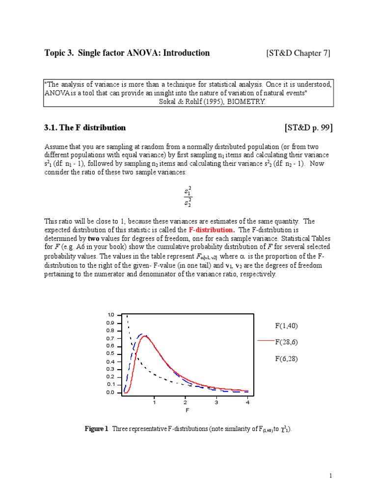 Topic 3. Single Factor ANOVA: Introduction (ST&D Chapter 7) | PDF | Analysis Of Variance ...